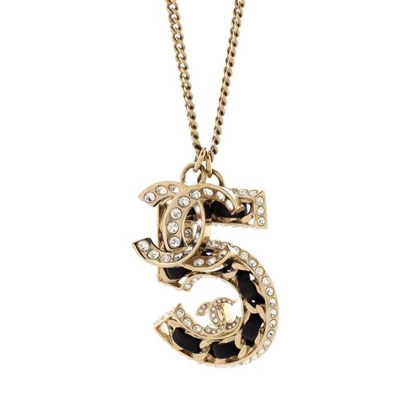 CHANEL | Jewelry | Chanel Cc No5 Woven Chain Pendant Necklace Metal ...